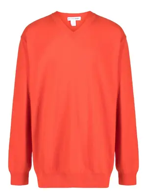 Comme Des Garçons V-neck Wool Jumper - Orange