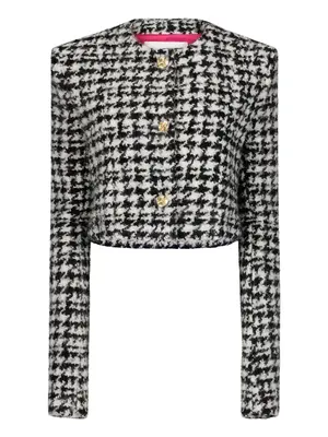 Nina Ricci Houndstooth Wool-cotton Jacket - Black