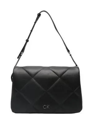 Calvin Klein Logo-Plaque Quilted Shoulder Bag Black