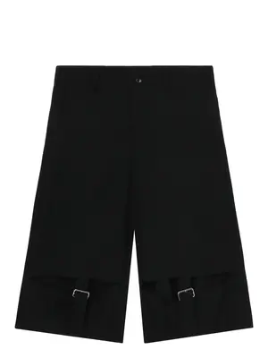 BLACK COMME DES GARÇONS Buckle-detail Wool Shorts - Black