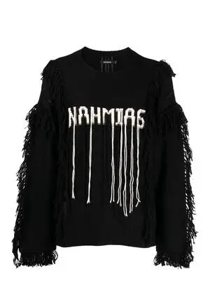 NAHMIAS Intarsia-knit Logo Alpaca Wool Jumper - Black