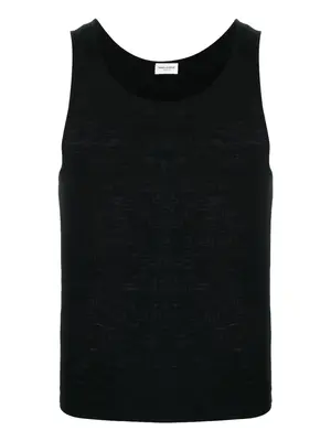 Saint Laurent Logo-embroidered Tank Top - Black