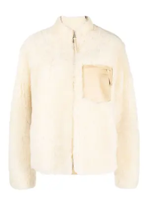 JIL SANDER Logo-embossed Shearling Jacket - Neutrals