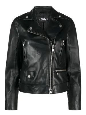 Karl Lagerfeld Leather Biker Jacket - Black
