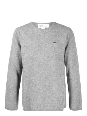 Comme Des Garçons X Lacoste Intarsia-knit Wool Sweater - Grey
