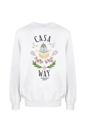 Casablanca Casa Way-embroidered Cotton Sweatshirt - Grey