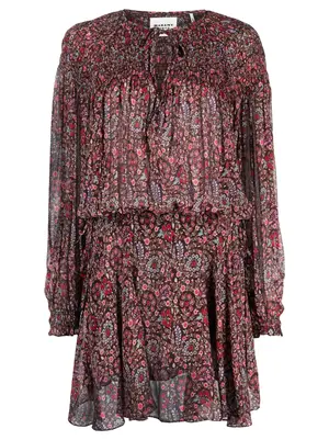 MARANT ETOILE Noanne Floral-print Mini Dress - Brown