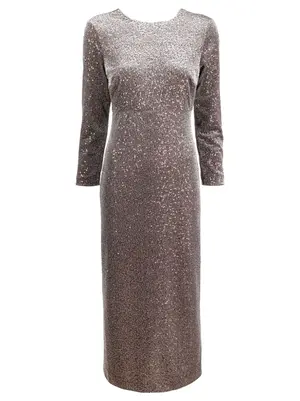Peserico Sequin-embellished Velvet Midi Dress - Brown
