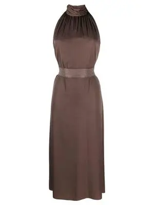 Peserico Tied-waist High-neck Midi Dress - Brown