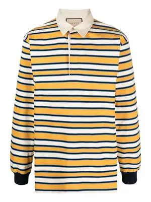 Gucci Logo-print Striped Polo Shirt - Yellow