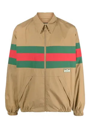 Gucci Web-stripe Zip-up Shirt Jacket - Brown