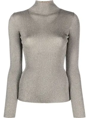 TWINSET Metallic-threading Ribbed Jumper - Grey