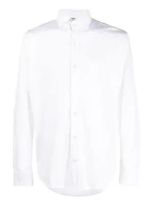 Eleventy Contrasting-trim Cotton Shirt - White