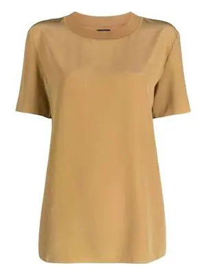 JOSEPH Silk-crepe T-shirt - Brown