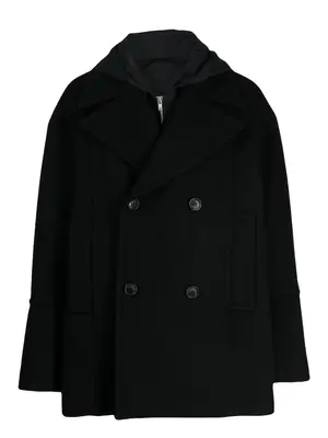 JUUN.J Hooded Double-breasted Pea Coat - Black