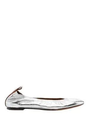 LANVIN Metallic Leather Ballerina Shoes - Silver
