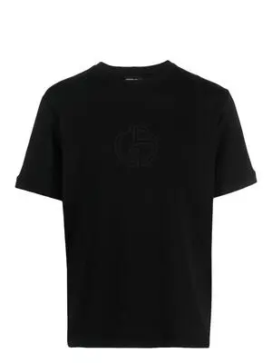 Giorgio Armani Logo-embroidered Round-neck T-shirt - Black