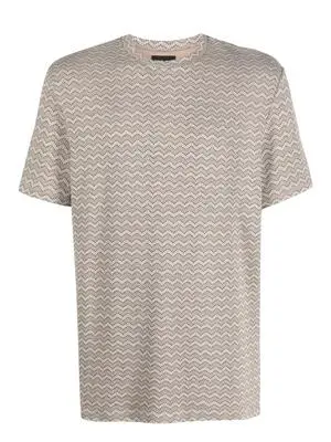 Giorgio Armani Graphic-print Round-neck T-shirt - Neutrals