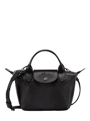 Longchamp Le Pliage Xtra Leather Top Handle Bag - Black