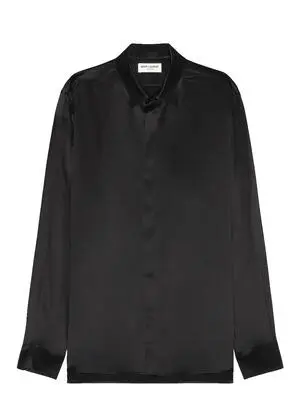 Saint Laurent Long Sleeve Shirt In Black - Noir