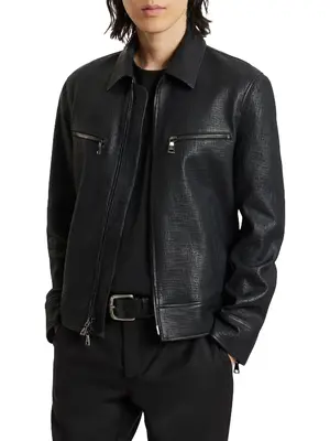 JOHN VARVATOS Tilden Embossed Leather Jacket