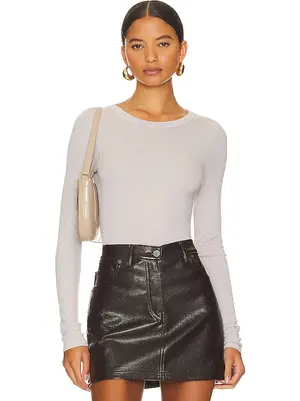 Enza Costa Silk Knit Long Sleeve Tuck Top - Salt