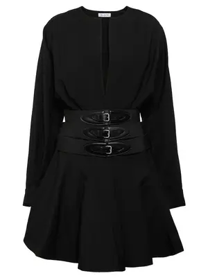 Alaïa Belted Wool Minidress - Black