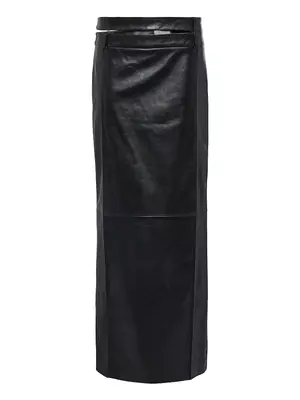 THE MANNEI Ararat Low-rise Maxi Leather Skirt - Black