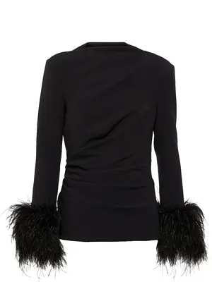 Safiyaa Feather-trimmed Top - Black