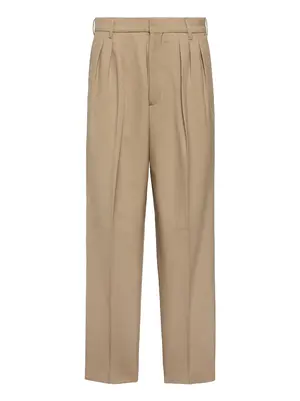 Kenzo Virgin Wool Straight Trousers - Beige