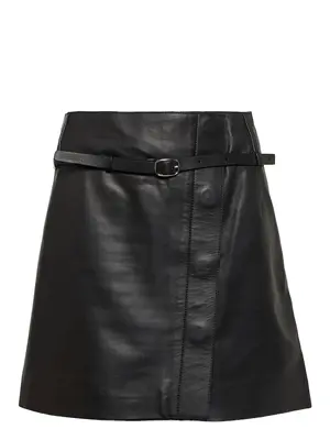 YVES SALOMON Yves Salomon Wrap Leather Miniskirt