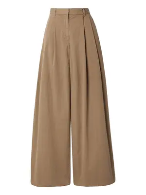 NILI LOTAN Nili Lotan Dillon Pleated Wide-Leg Pants Camel
