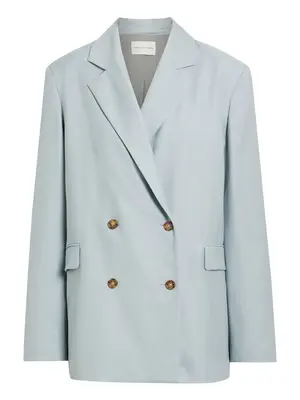 Loulou De Saison Donau Double-breasted Wool-twill Blazer - Sky Blue