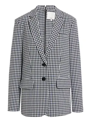 Tibi Gingham Twill Blazer - Black