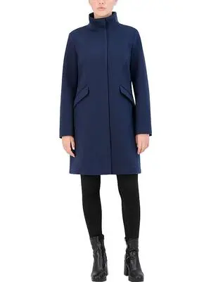 Cole Haan Twill Stand Collar Coat - Navy