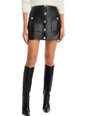 L'Agence Truman Faux Leather Mini Skirt - Black