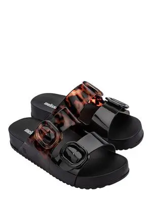 Melissa Melissa Cozy Slip-On Buckled Slide Sandals Tortoise/black