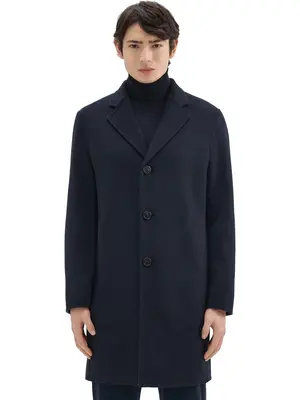 Theory Almec Coat In Double-face Wool-cashmere - Baltic