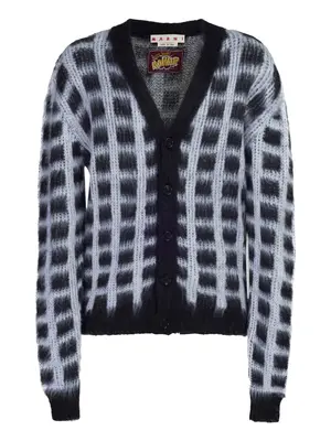 Marni Checked Mohair-blend Cardigan - Black