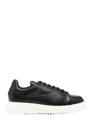 Emporio Armani Tumbled Leather Sneakers - Black