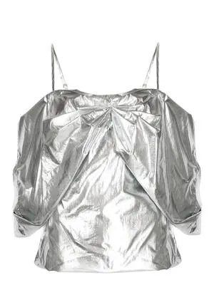 REJINA PYO Lou Off-shoulder Metallic Blouse - Silver