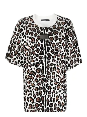 Dolce & Gabbana Leopard-print Cotton T-shirt - White