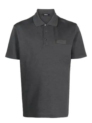 Versace Logo-patch Cotton Polo Shirt - Grey