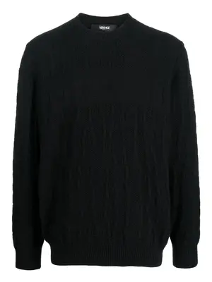 VERSACE Versace Crocodile-Pattern Cable-Knit Jumper