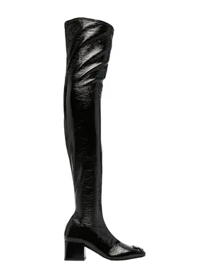 COURREGES 60mm Logo-plaque Leather Boots - Black