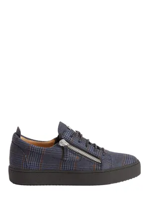 GIUSEPPE ZANOTTI Frankie Check-pattern Low-top Sneakers - Blue