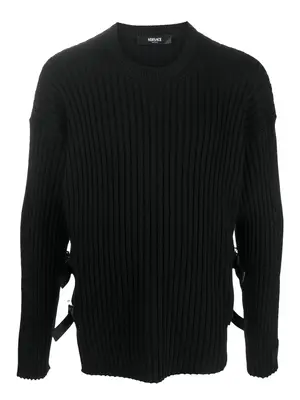 Versace Side-slit Ribbed Jumper - Black