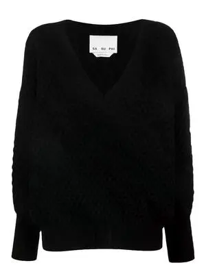 SA SU PHI V-neck Cashmere Jumper - Black