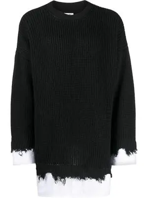 MAISON MARGIELA Layered Waffle-knit Jumper - Black