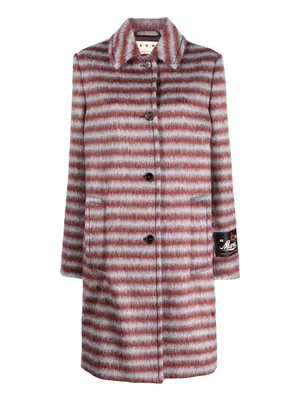 Marni Brushed Striped Single-breasted Coat - Red